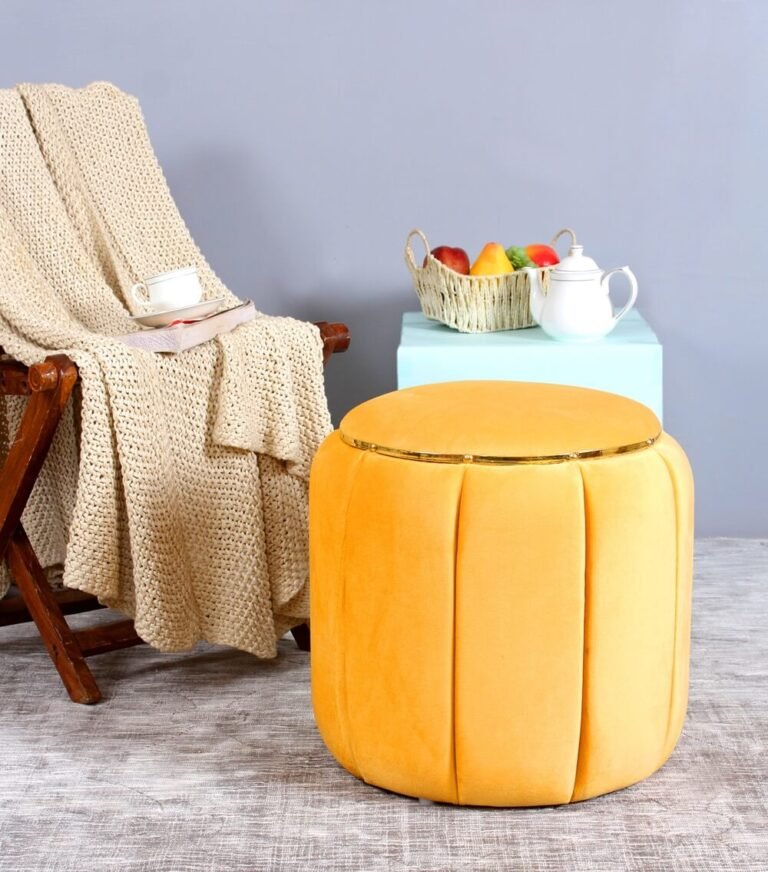 Designer Wooden Pouffes for Drawing Room | Small Wooden Stool