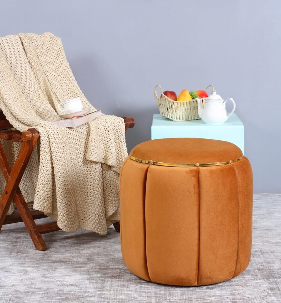 Designer Wooden Pouffes for Drawing Room | Small Wooden Stool