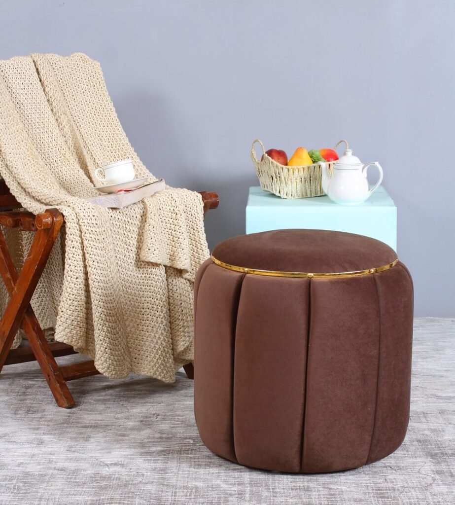 Designer Wooden Pouffes for Drawing Room | Small Wooden Stool