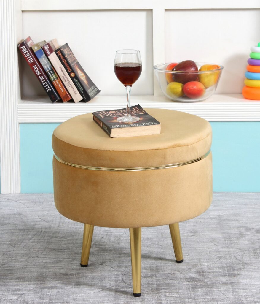 Designer Wooden Pouffes for Drawing Room | Small Wooden Stool